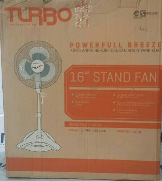 KIPAS ANGIN TURBO STAND FAN 16 Inch CFR 3086, Perabotan Rumah di Carousell