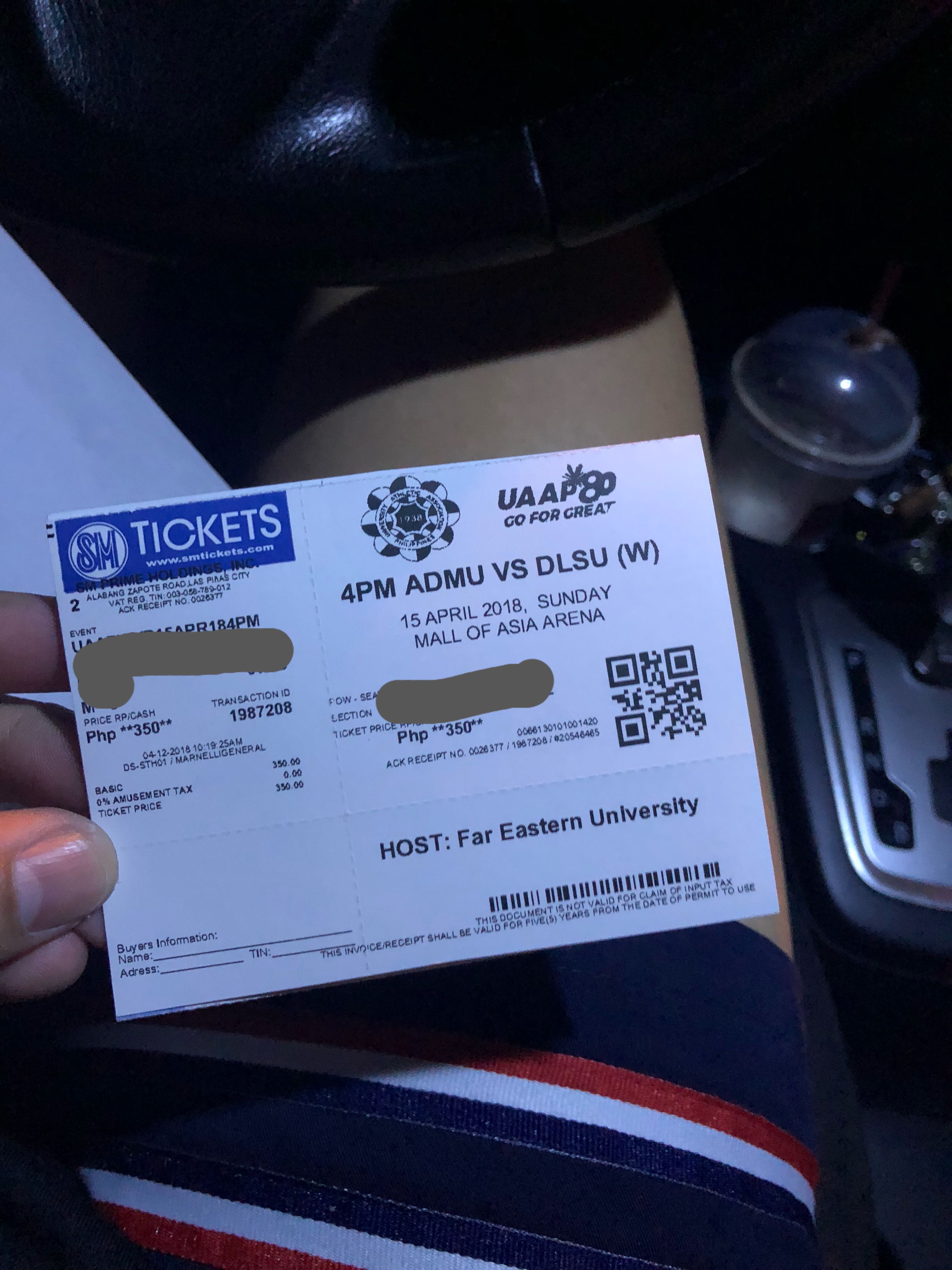 UAAP ADMU VS DLSU PATRON TICKET, Tickets & Vouchers, Event Tickets on ...