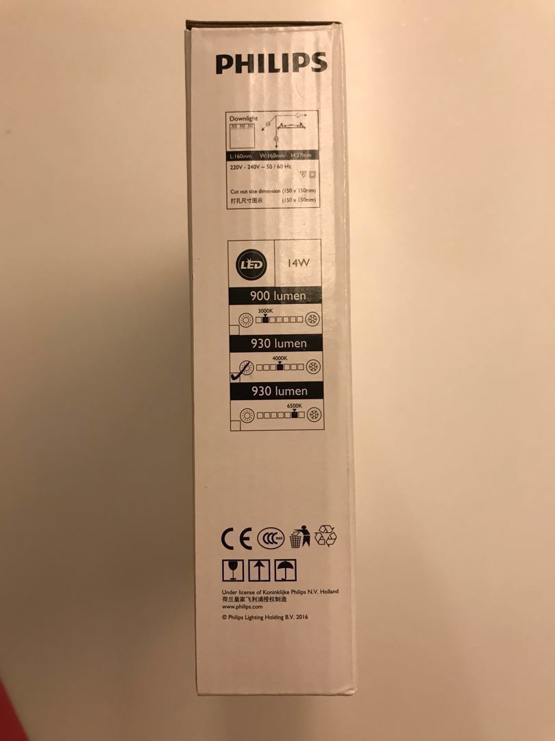 Philips 14W LED 4000k Square downlight Marcasite 59528, Furniture ...
