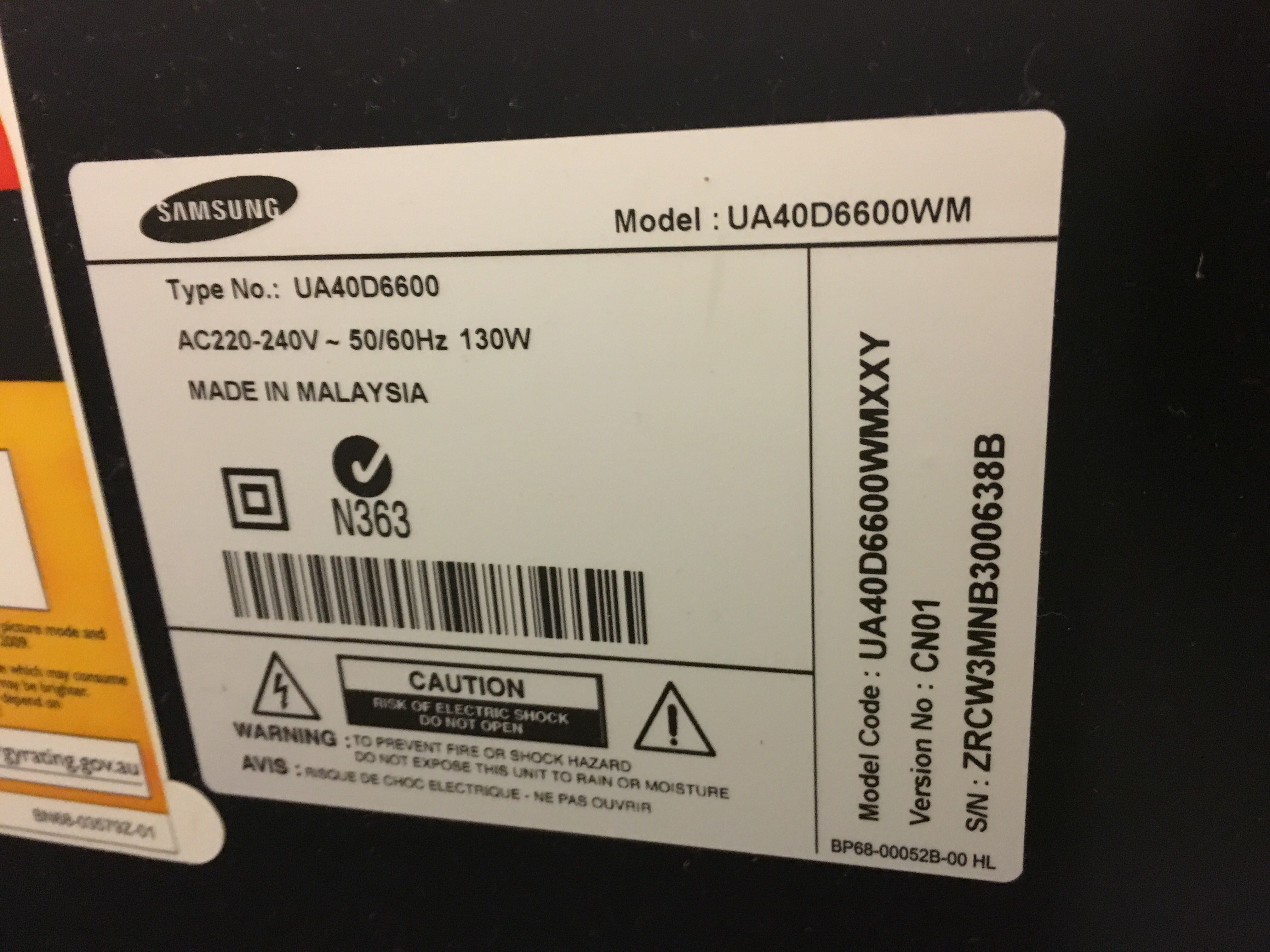 Samsung 40 inch UA40D6600 Series 6 LED Full HD TV (3D Capable), TV ...