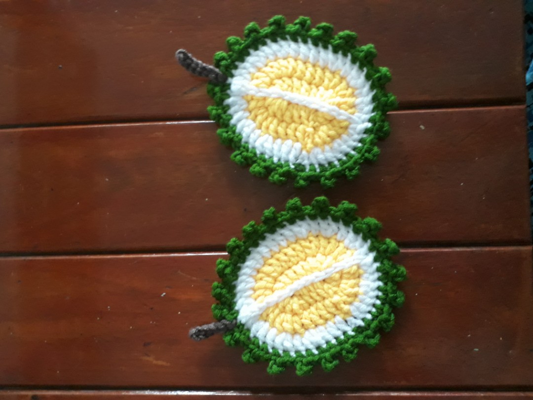 Durian crochet coasters, Hobbies & Toys, Stationery & Craft, Handmade ...