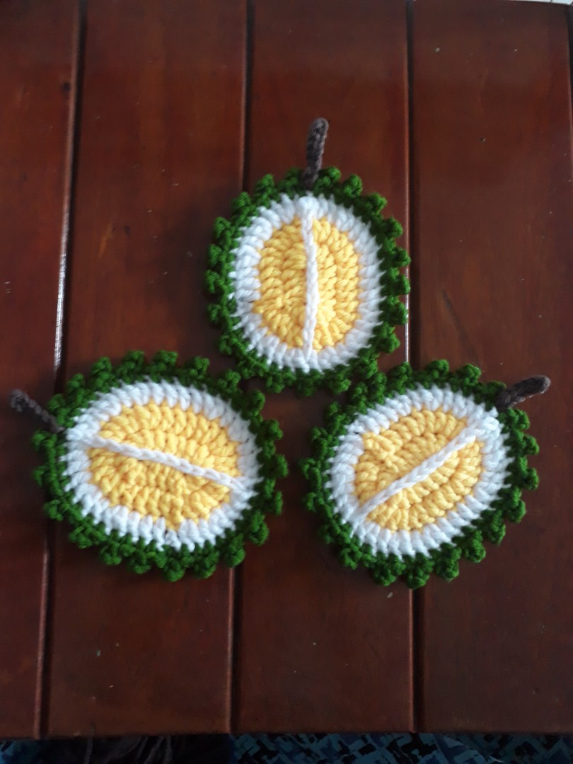 Durian crochet coasters, Hobbies & Toys, Stationery & Craft, Handmade ...