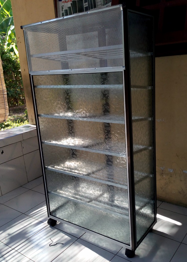 Rak Sepatu Aluminium Coklat Kaca Es 7 Susun + Roda 75-135, Perabotan ...