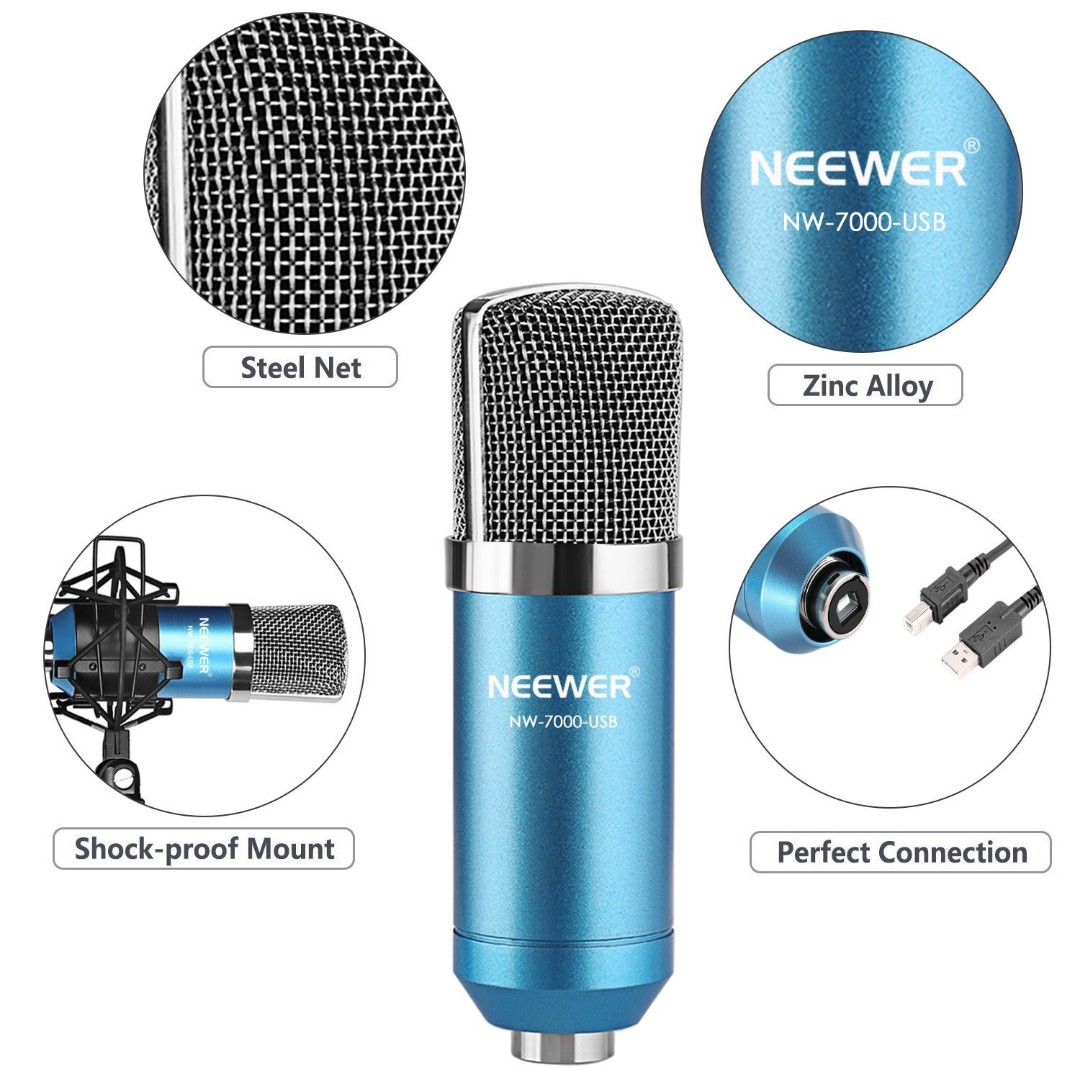 Neewer NW-7000 USB Professional Studio Condenser Microphone and NW-35 ...