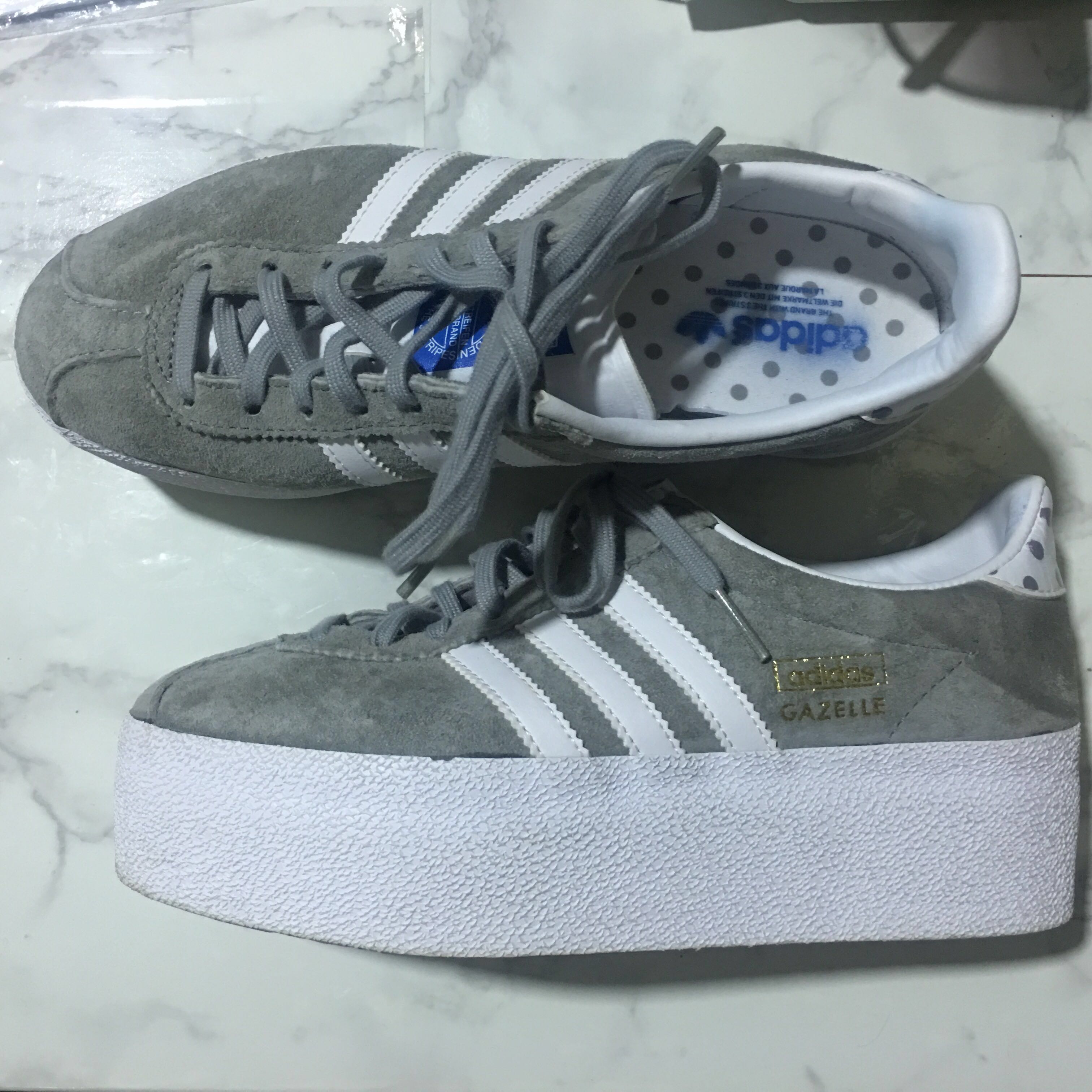 Adidas Grey Gazelle platform Shoes, Women's Fashion, Footwear, Sneakers ...