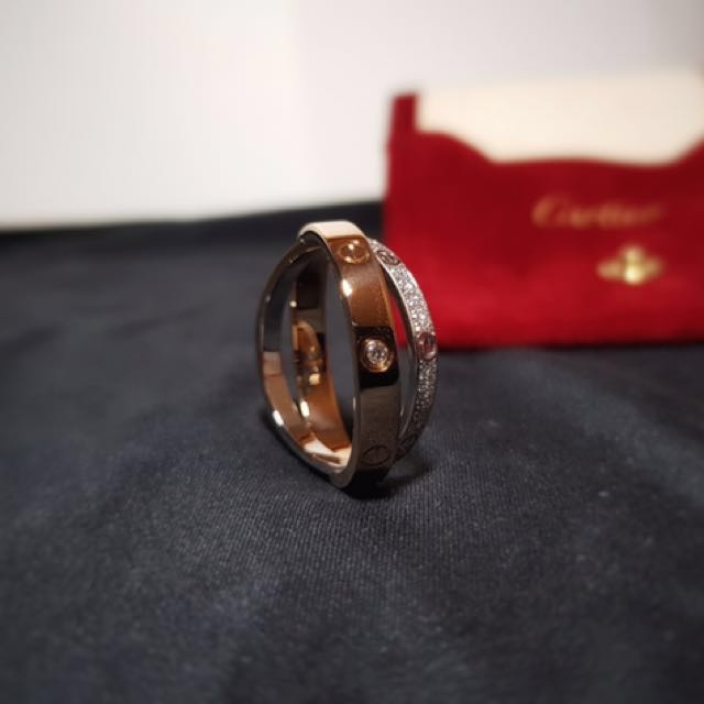 Cartier Leve Ring Diamond Paved, Luxury, Accessories on Carousell