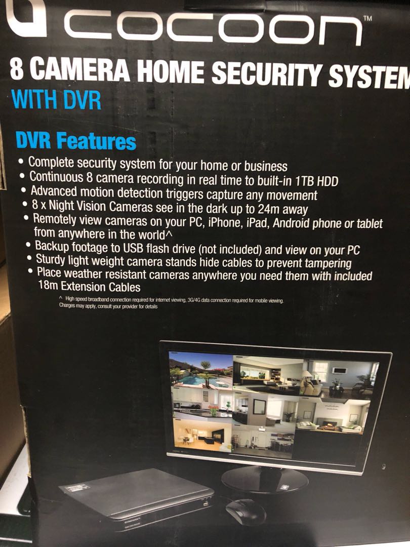 Cocoon 8 Camera Home Security System With DVR Free Mobile App ...