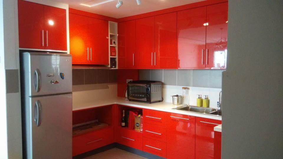 Custom Maica Red Kitchen Cabinet, Furniture & Home Living, Furniture ...