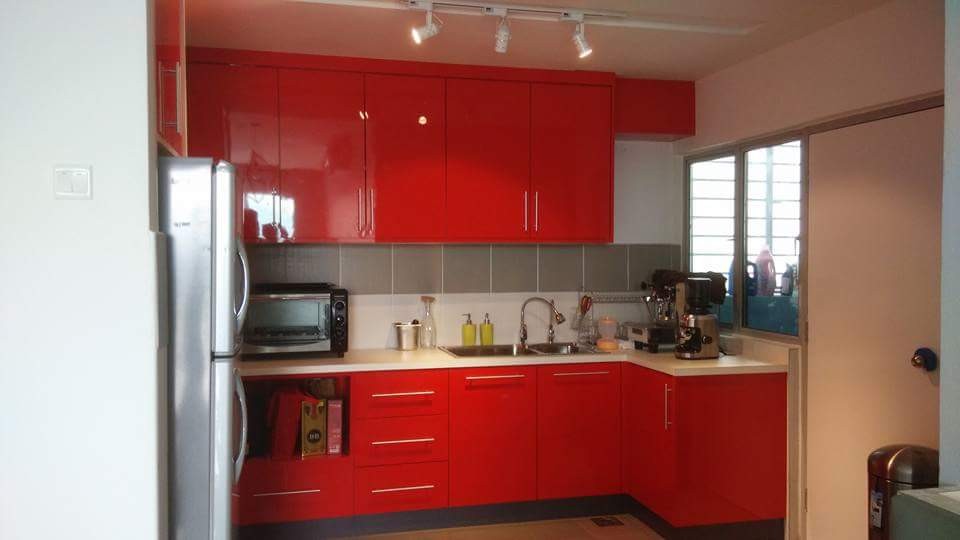 Custom Maica Red Kitchen Cabinet, Furniture & Home Living, Furniture ...