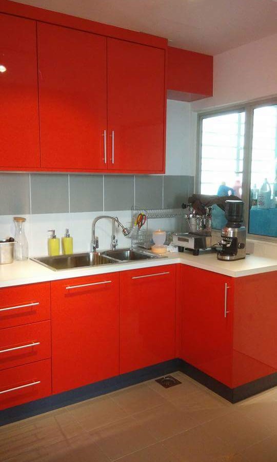 Custom Maica Red Kitchen Cabinet, Furniture & Home Living, Furniture ...