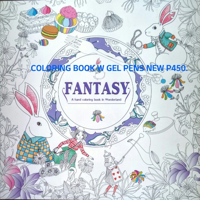 FANTASY a hand coloring book in Wonderland with gel pens, Hobbies ...