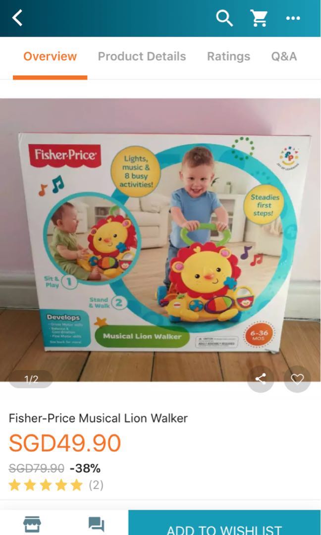 Fisher price lion walker, Babies & Kids, Infant Playtime on Carousell