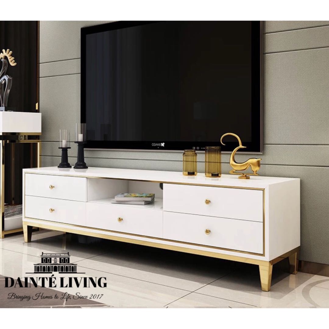 Modern Luxe | Chrome Gold TV Console | Bespoke, Furniture & Home Living ...
