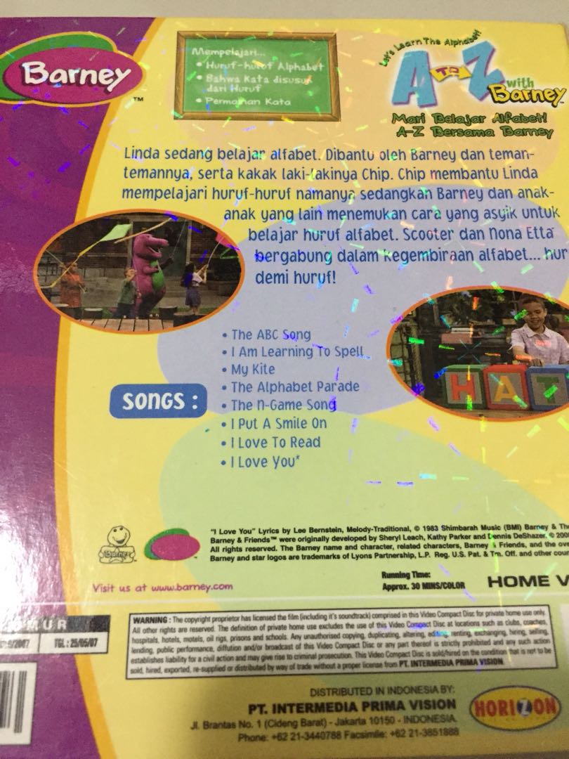 VCD Barney Ori, Musik & Media, CD, DVD & Lainnya di Carousell