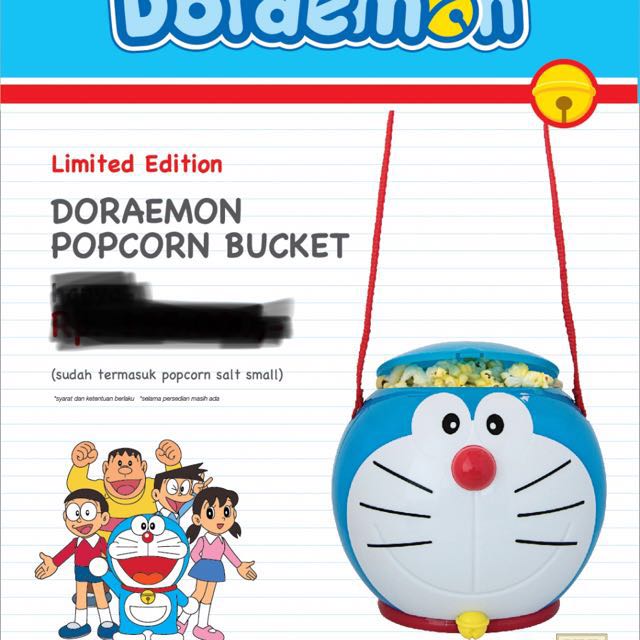 Doraemon popcorn bucket, Hobbies & Toys, Toys & Games on Carousell