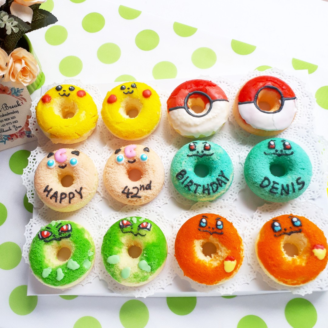 Pokemon themes sponge donuts, Food & Drinks, Baked Goods on Carousell