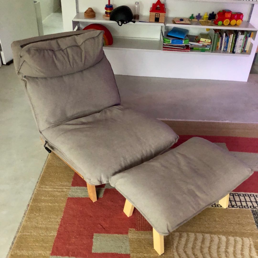Muji lounge chair with ottoman/ high back reclining sofa., Furniture ...