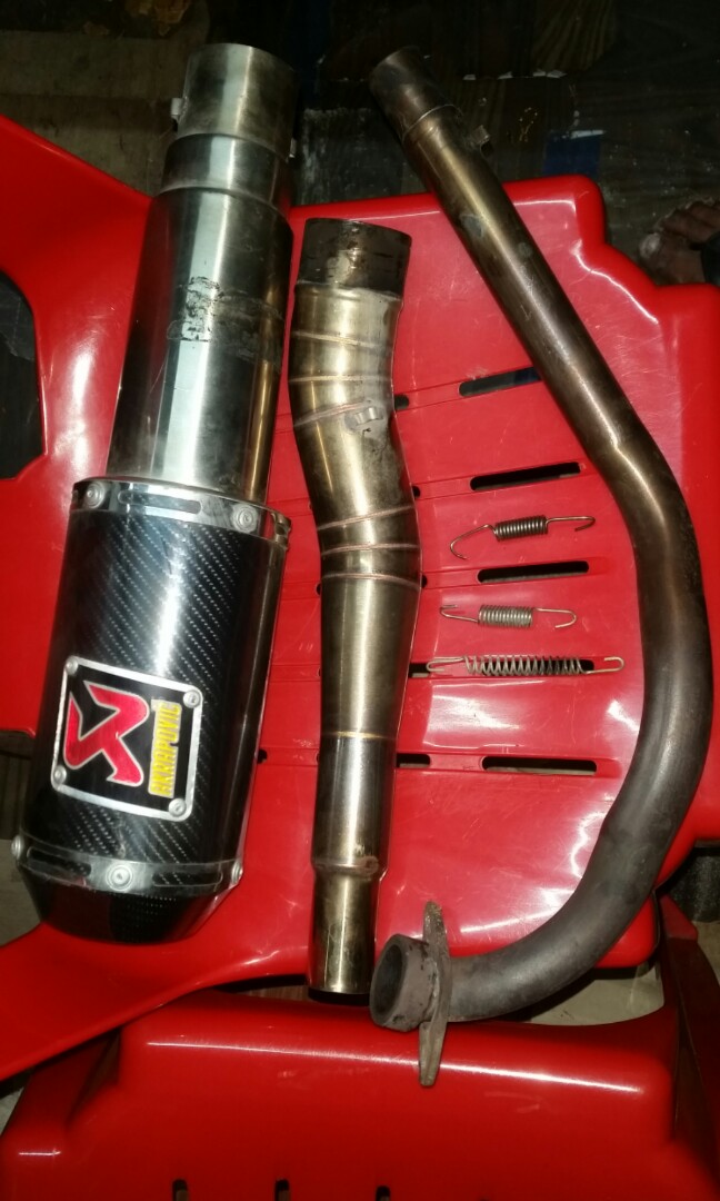 RARE Full set akra Gp M1 pipe for sniper 150, Motorcycles, Motorcycle ...