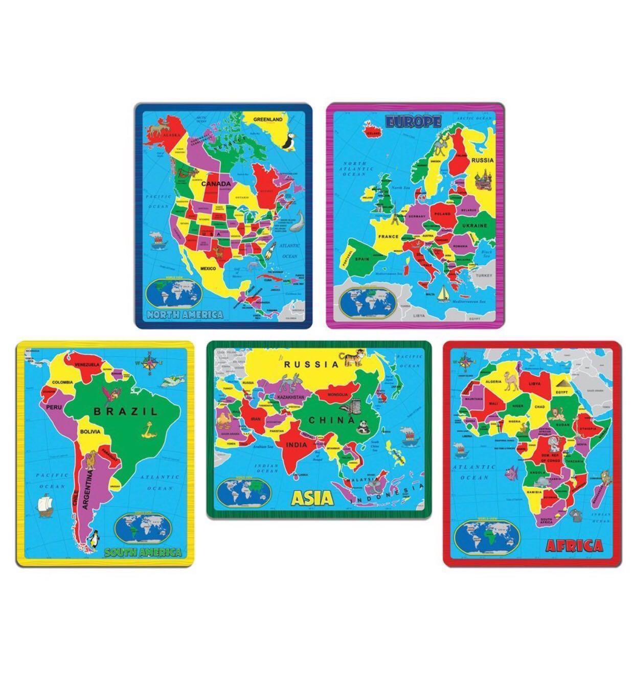 World countries educational puzzle (5 sets) , Hobbies & Toys, Toys ...