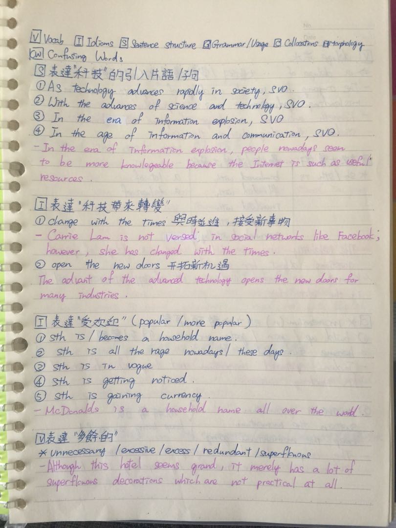English vocabulary notes, 興趣及遊戲, 書本 & 文具, 教科書 - Carousell