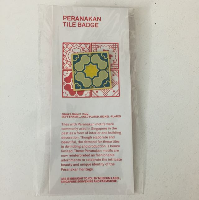 Peranakan Tile Badge Blue By Singapore Souvenirs for Museum Label, Hobbies & Toys, Stationery ...