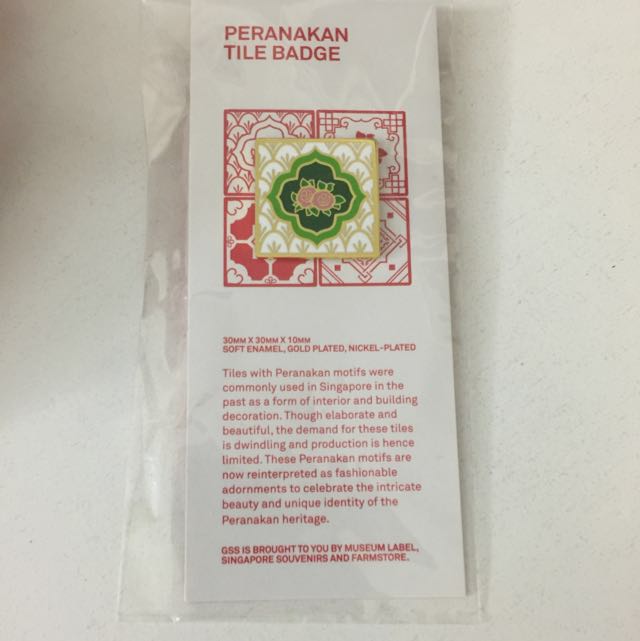 Peranakan Tile Badge White By Singapore Souvenirs for Museum Label, Hobbies & Toys, Stationery ...