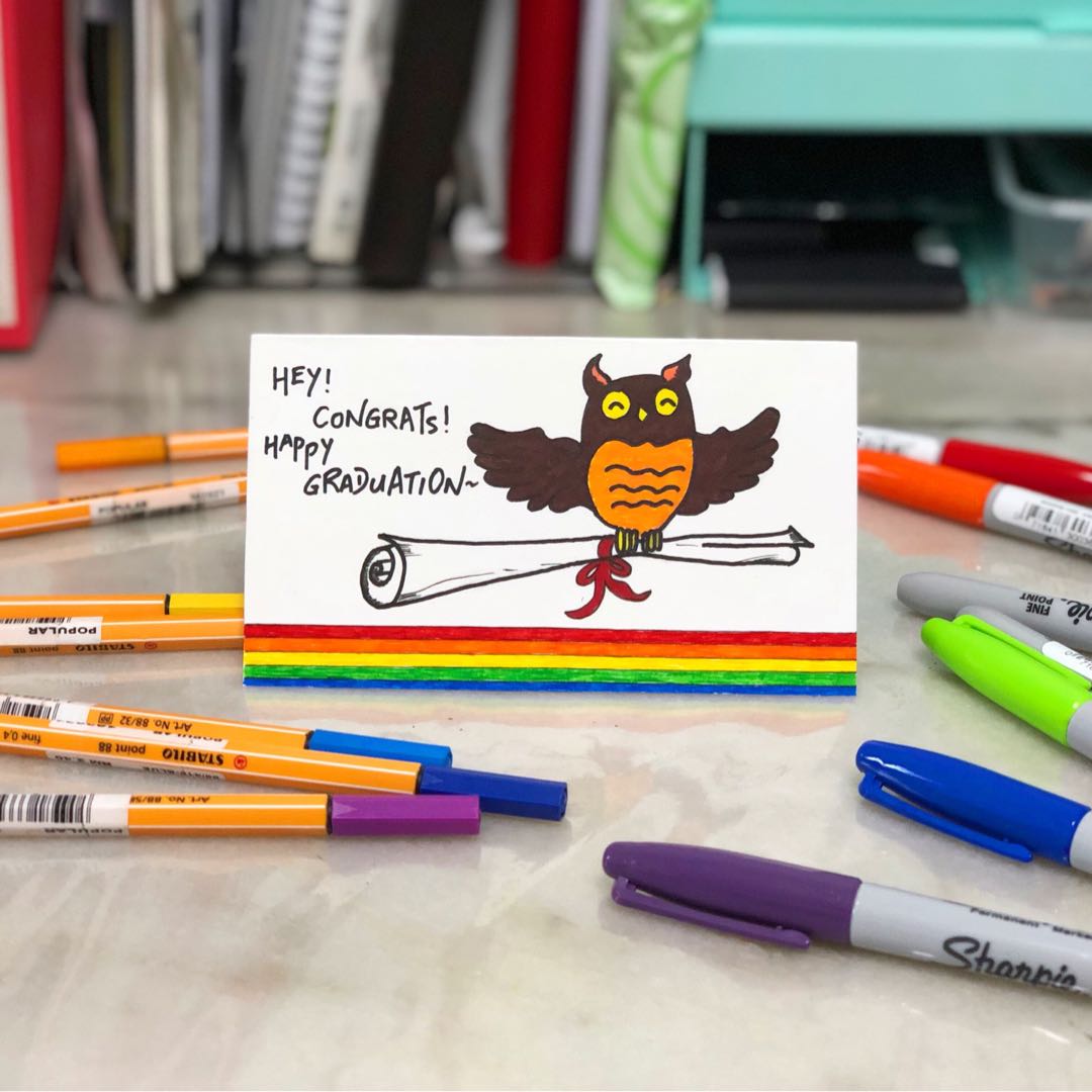 Happy Graduation Owl Card, Hobbies & Toys, Stationery & Craft ...