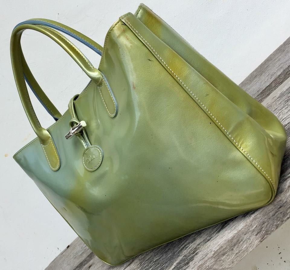 Authentic Longchamp Roseau Vernis Leather Tote Bag, Women's Fashion ...