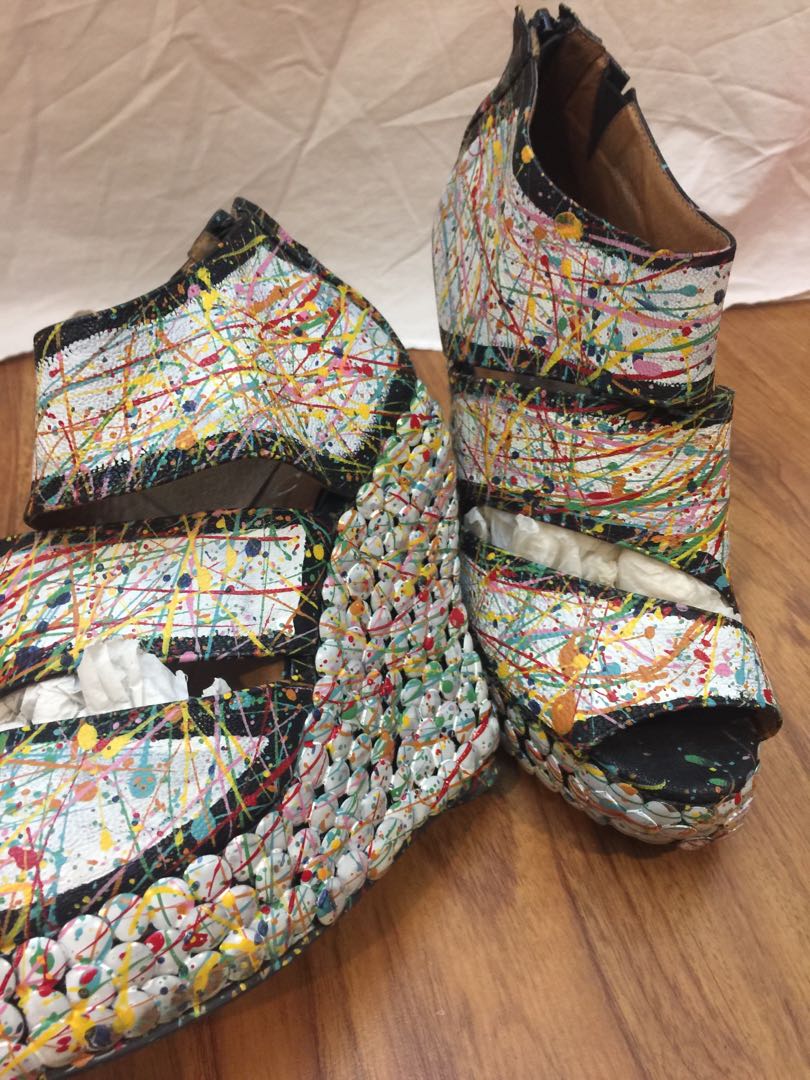 Jeffrey Campbell RIDDLE PAINT wedge, Women's Fashion, Footwear, Wedges ...