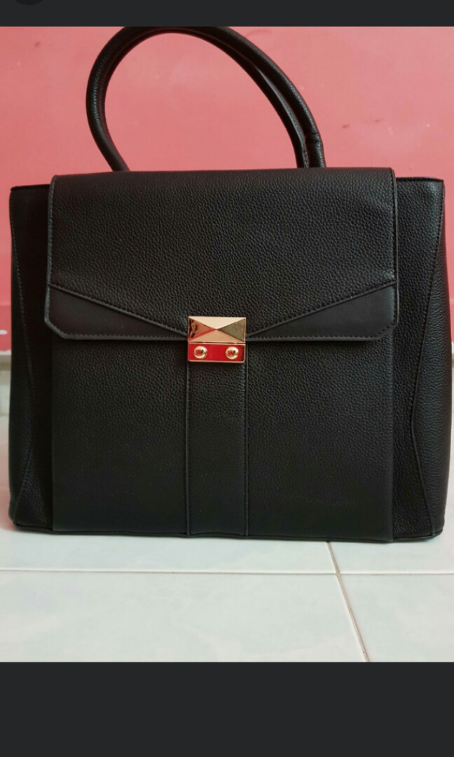 Large push lock tote bag, Luxury, Bags & Wallets on Carousell