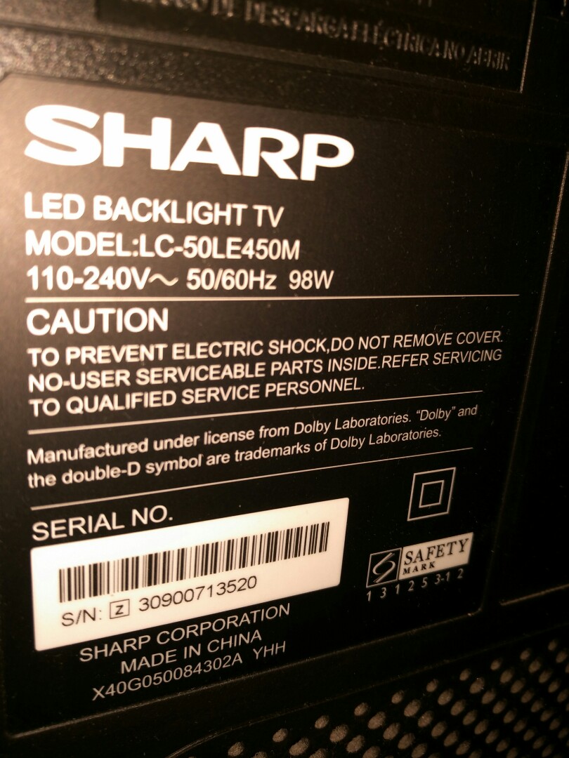 Sharp AQUOS 50" LED TV w/ stand, Home Appliances, TVs & Entertainment ...