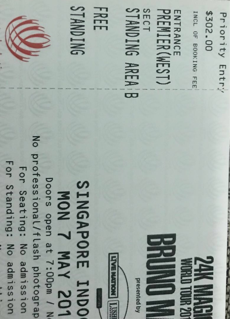 Bruno Mars May 7, Hobbies & Toys, Memorabilia & Collectibles, Fan ...