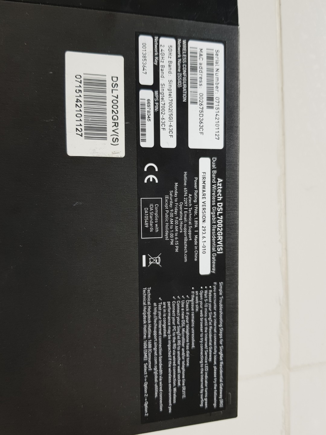 Singtel Router - Aztech DSL7002GRV(s), Computers & Tech, Laptops ...
