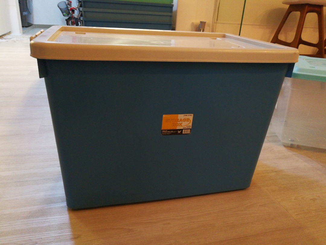 Jumbo Storage Boxes with wheels and lid (660 X 440 x 395mm), Furniture ...