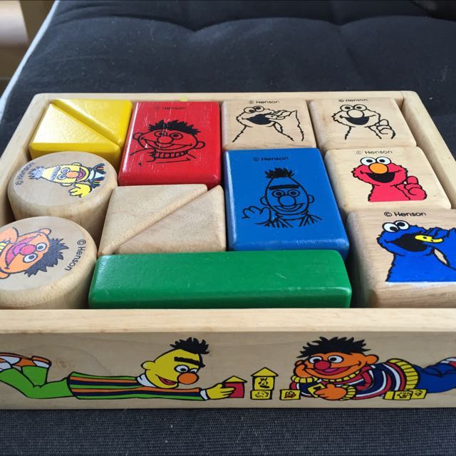 Preloved Sesame Street Wooden Blocks, Hobbies & Toys, Toys & Games on ...