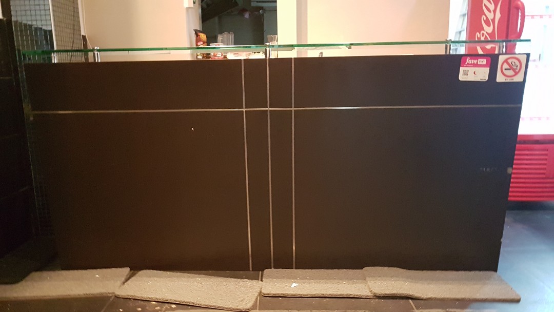 Table / Bar / Cashier Glass Counter Top, Furniture & Home Living ...