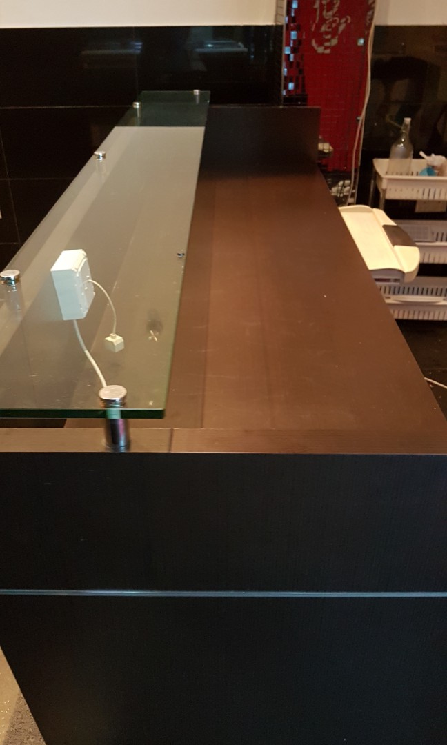 Table / Bar / Cashier Glass Counter Top, Furniture & Home Living ...