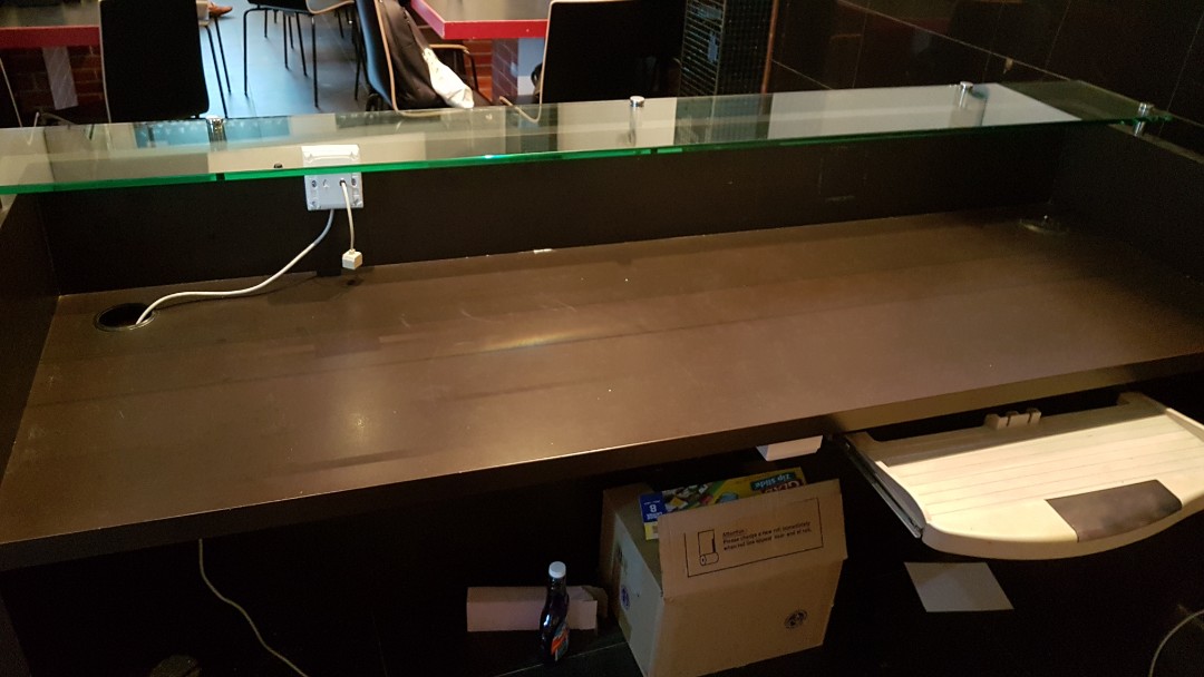Table / Bar / Cashier Glass Counter Top, Furniture & Home Living ...