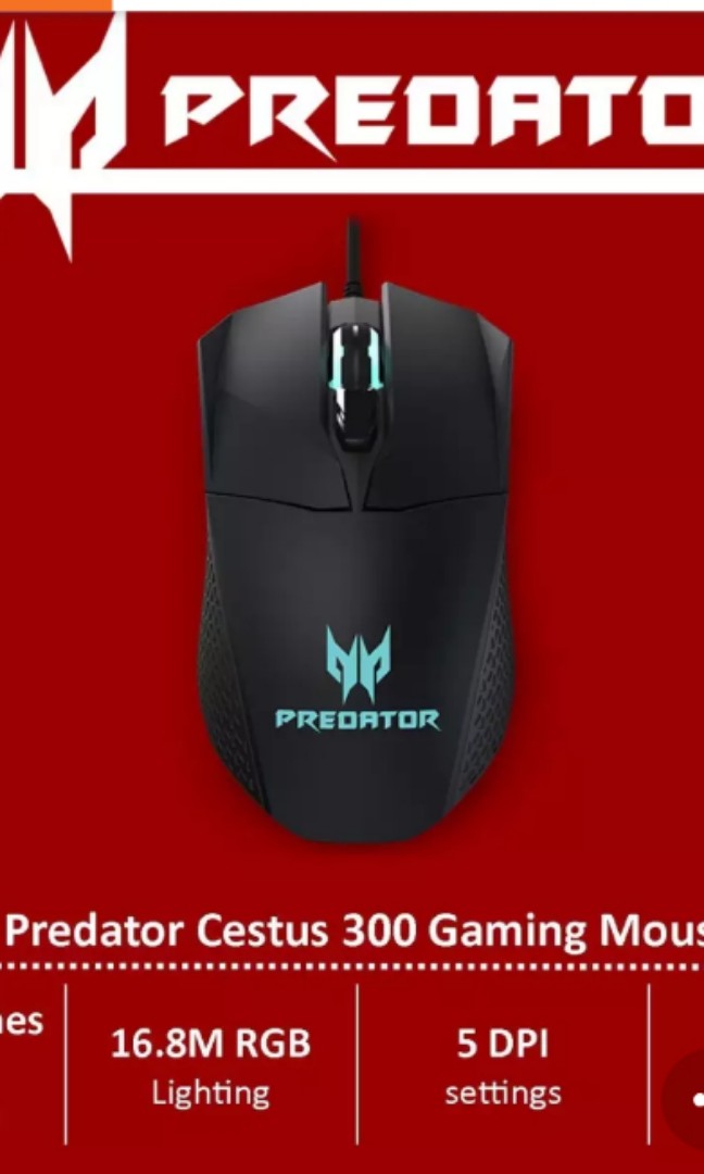 Acer Predator Cestus 300 Gaming Mouse, Computers & Tech, Parts ...