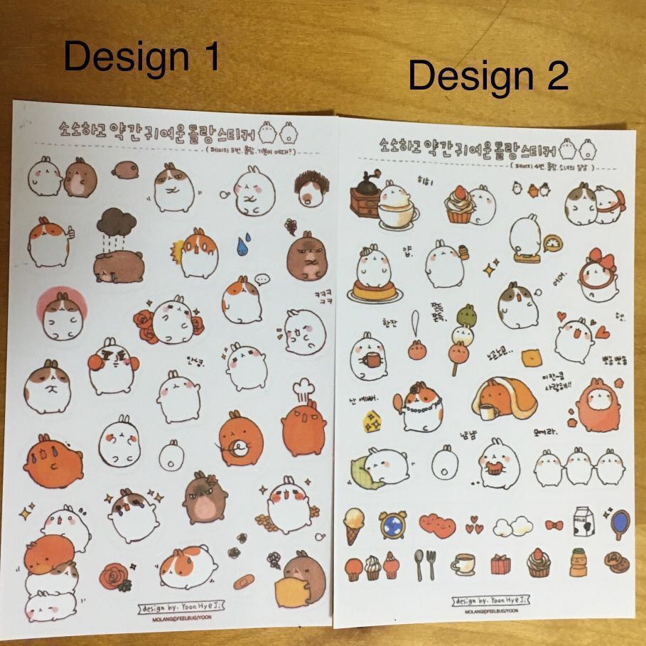 Stickers Molang Cute Korean Rabbit, Hobbies & Toys, Stationery & Craft ...