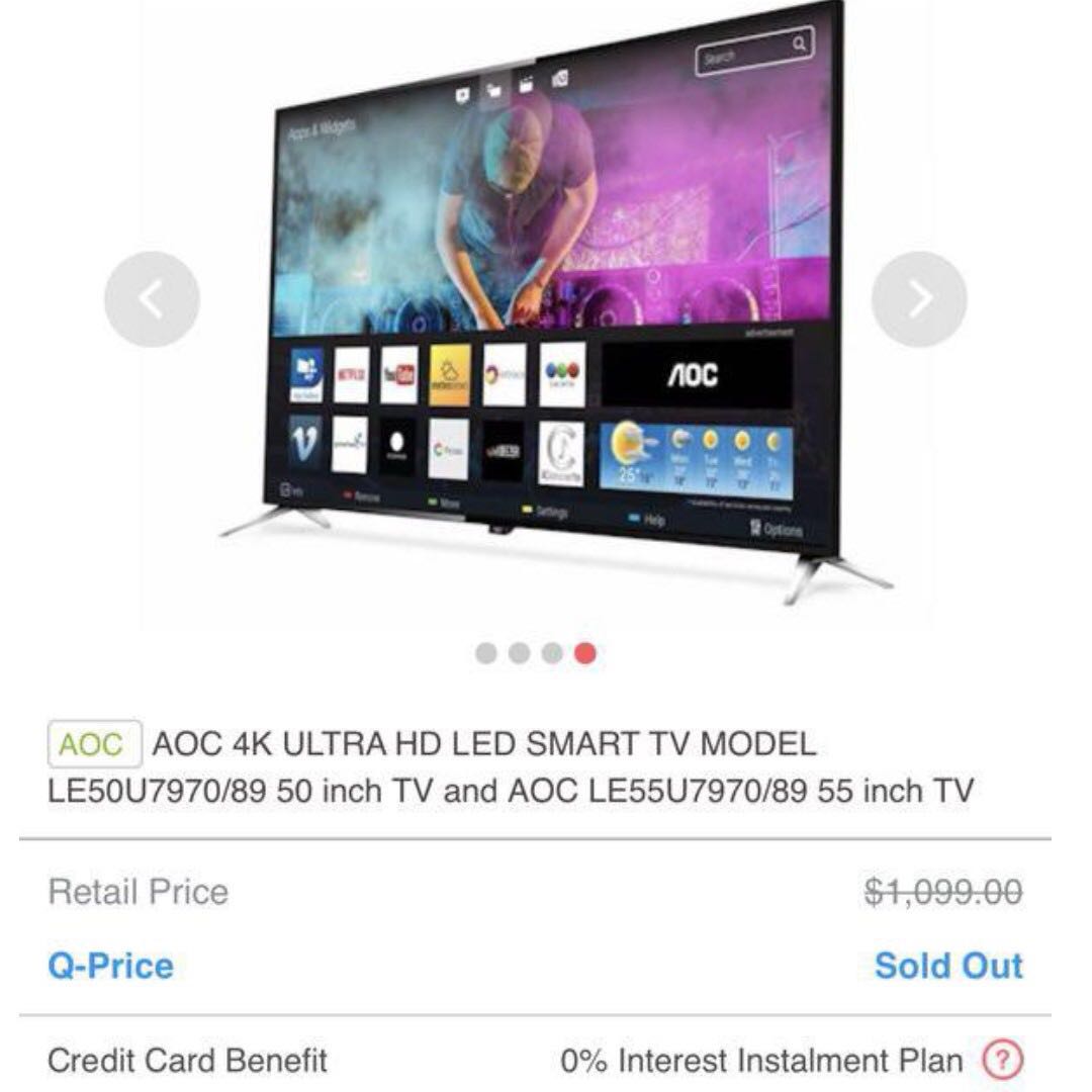50 Inch Ultra HD UHD 4K LED Smart TV AOC LE50U7970/89, TV & Home ...