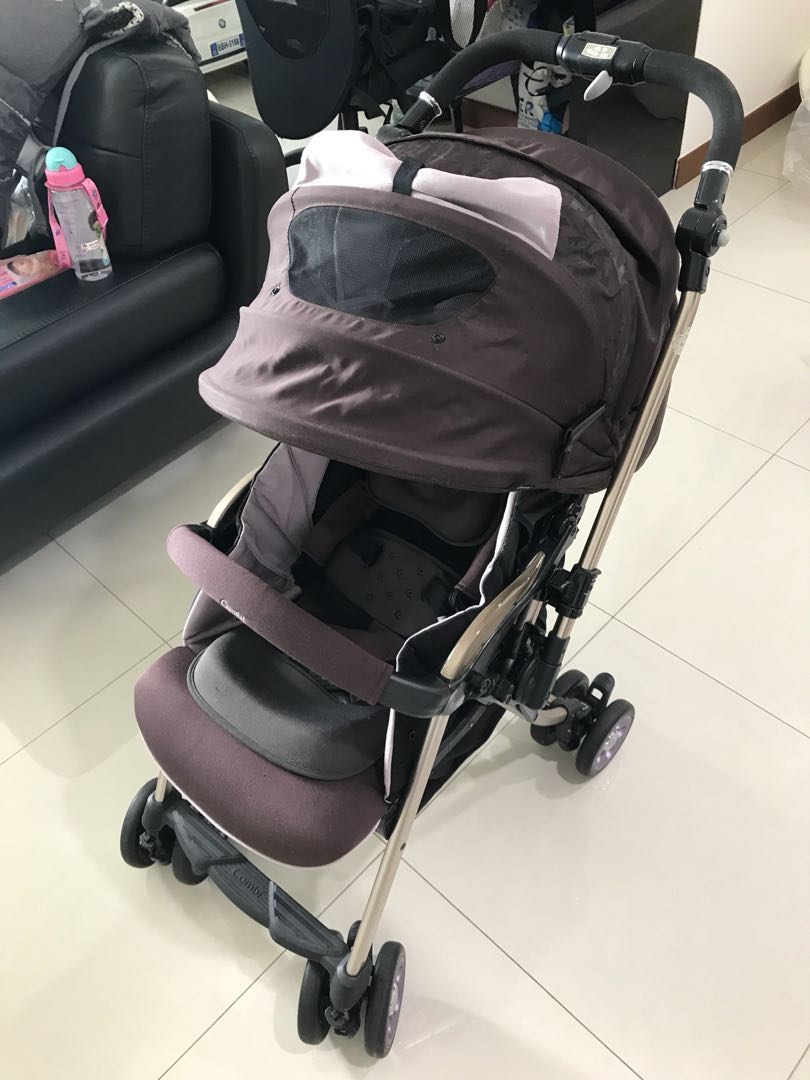 Combi Miracle Turn Premier stroller -purple leaf, Babies & Kids, Going ...