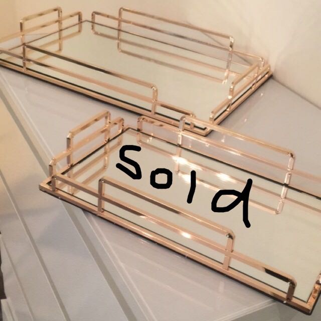 Exclusive Gold Mirror Tray -rectangle, Furniture & Home Living, Home ...