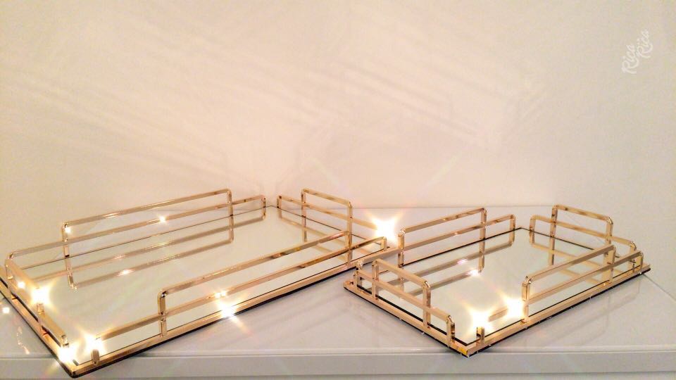 Exclusive Gold Mirror Tray -rectangle, Furniture & Home Living, Home ...