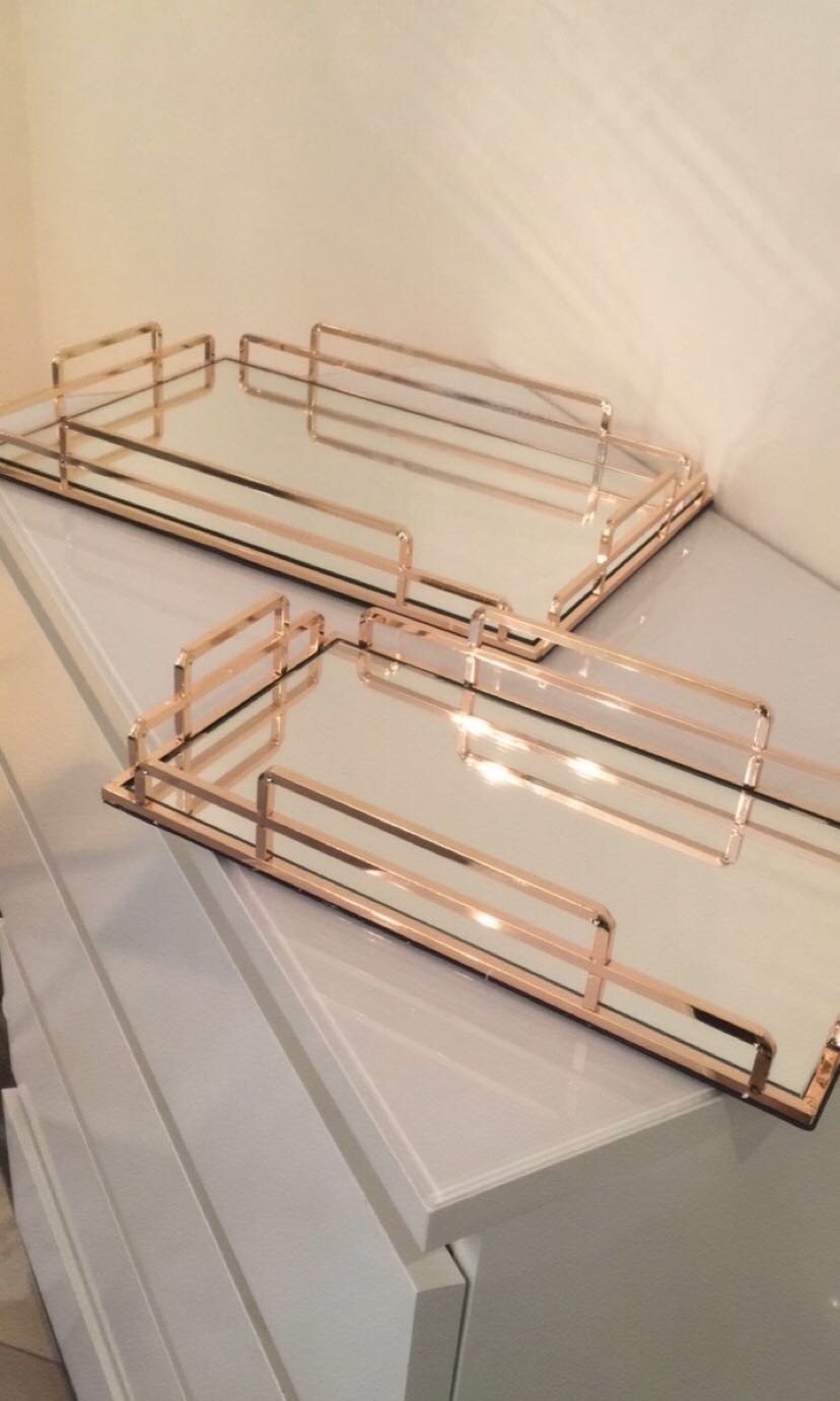 Exclusive Gold Mirror Tray -rectangle, Furniture & Home Living, Home ...