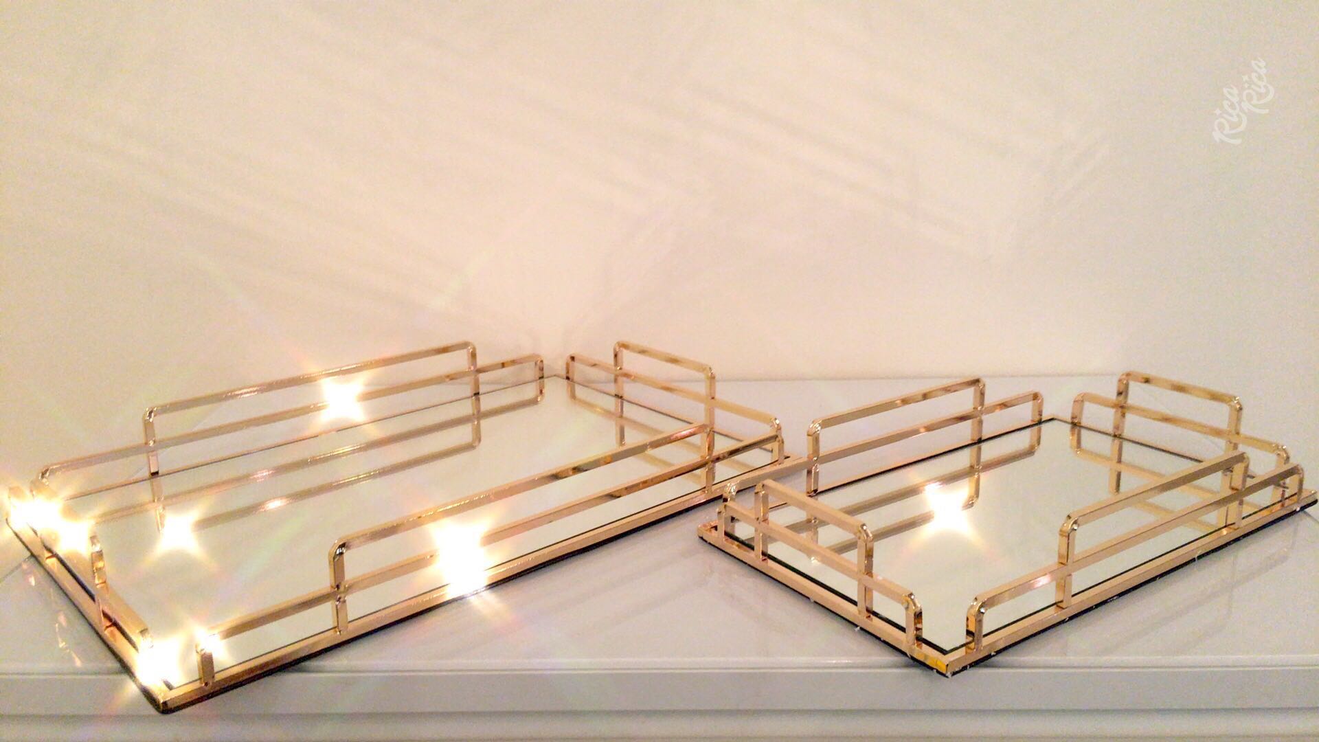 Exclusive Gold Mirror Tray -rectangle, Furniture & Home Living, Home ...