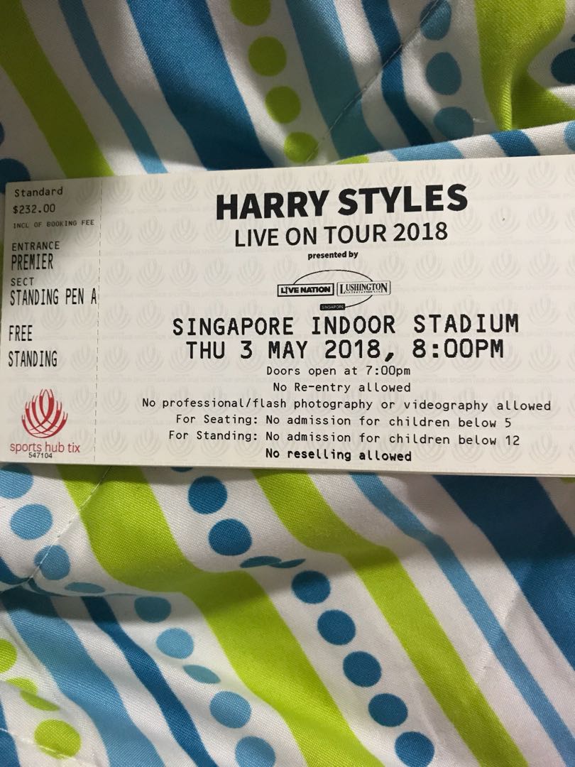 Harry Styles concert ticket standing, Tickets & Vouchers, Event Tickets ...