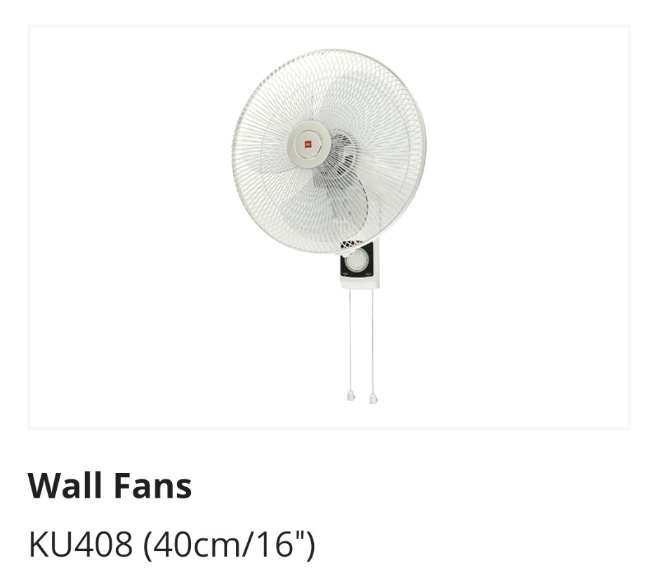 KDK Wall Fan 16" KU408, Furniture & Home Living, Lighting & Fans, Fans ...