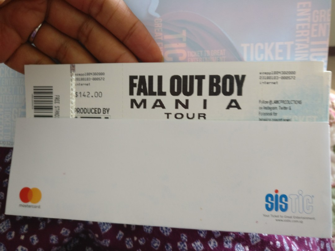 Fall out boy concert ticket, Tickets & Vouchers, Event Tickets on Carousell