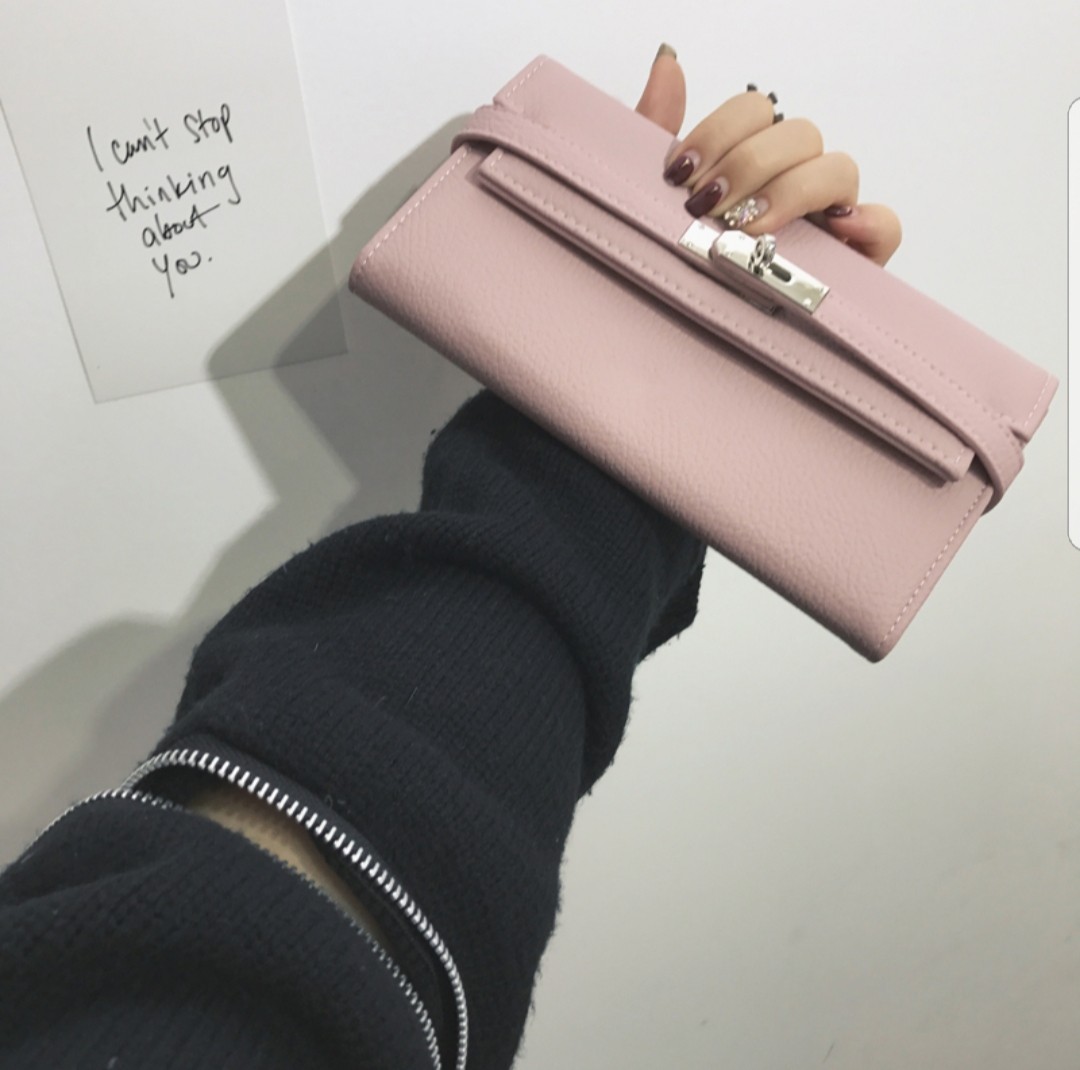 Classic Dusty Pink Leather Wallet, Women's Fashion, Bags & Wallets ...